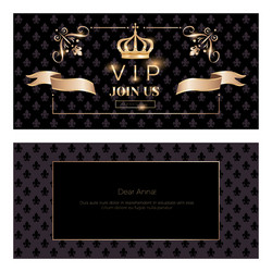 Vip dark red glass label with golden frame crown Vector Image