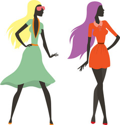 Two Girls Walking Vector Images (over 1,800)