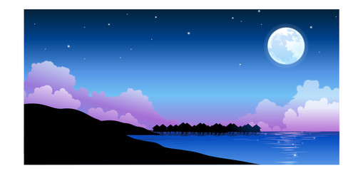 Full Moon Over Water Vector Images (56)