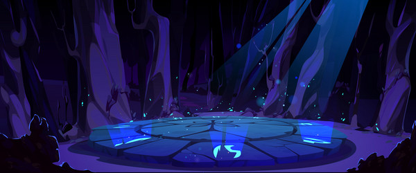 Battle arena magic altar with runes in blue sky Vector Image