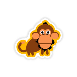 Paper sticker on white background small chimpanzee