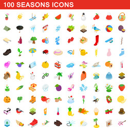 100 seasons icons set cartoon style Royalty Free Vector
