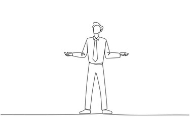 Single continuous line drawing young male waving Vector Image