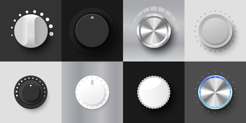 Volume adjustment dials round level knob rotary Vector Image