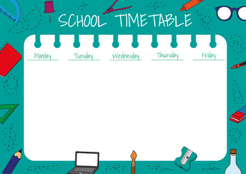 School timetable template for kids days Royalty Free Vector