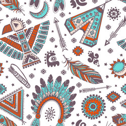 Seamless pattern with native american Royalty Free Vector