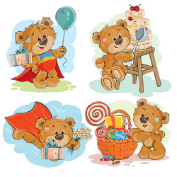 Set clip art of teddy bears Royalty Free Vector Image