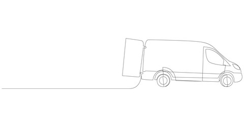 Cargo van continuous one line drawing logistics Vector Image