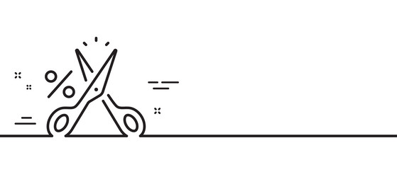 Cut tax line icon reduction rate sign Royalty Free Vector