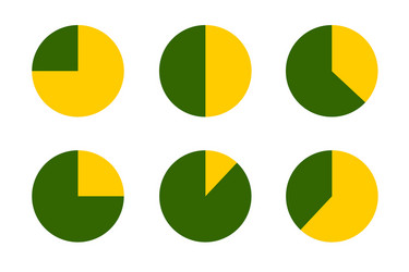 Pie chart set with 123456 sections or steps Vector Image
