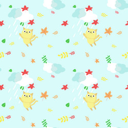 Seamless pattern with cute autumn cats Royalty Free Vector