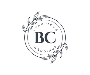 Bc initials letter wedding monogram logos Vector Image
