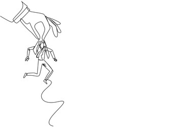 Single one line drawing big hand holding Vector Image