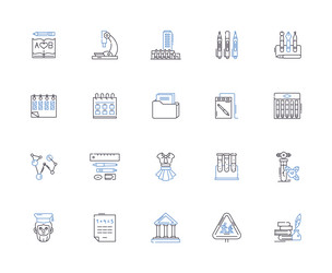High school outline icons collection highschool Vector Image