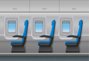 Airplane interior with cartoon passengers in seats