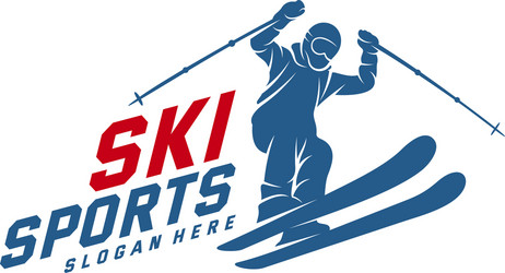 Silhouette ski logo design winter sports Vector Image