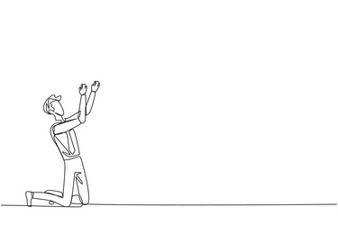 Continuous one line drawing businessman kneeling Vector Image