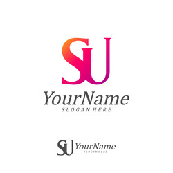 Letter su logo design template initial su logo Vector Image
