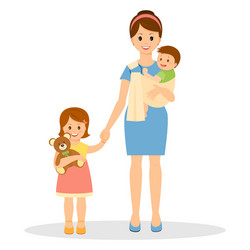 Busy mother with baby Royalty Free Vector Image