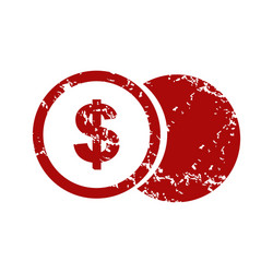 Red grunge money logo Royalty Free Vector Image
