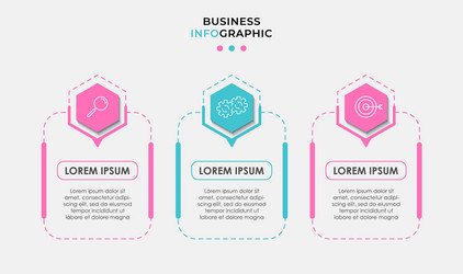 Business infographics presentation with 3 steps Vector Image