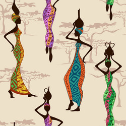 Seamless pattern of african girls Royalty Free Vector Image