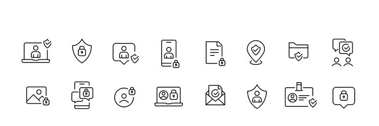Secure internet presence icons safe interactions Vector Image