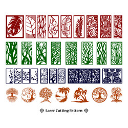 Set of decorative tree laser cut panels Royalty Free Vector