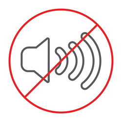 No noise line icon sound prohibited sign Vector Image