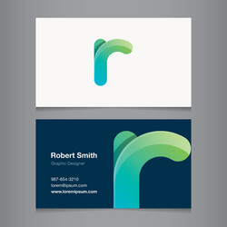 Business card template letter r Royalty Free Vector Image