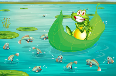 Frog next to the pond Royalty Free Vector Image