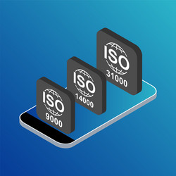 Iso 9000 isometric icon standard quality symbol Vector Image