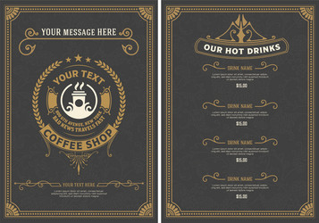 Coffee shop menu template vintage style Royalty Free Vector