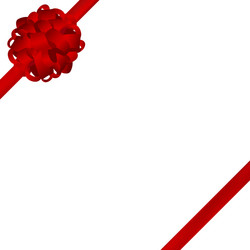 Red gift ribbon with round rosette bow realistic Vector Image
