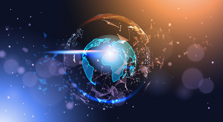 Shiny earth globe between Royalty Free Vector Image