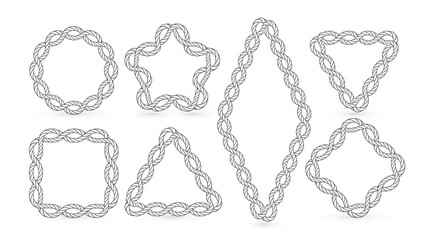 Nautical rope frames and borders marine Royalty Free Vector