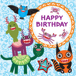 Monster party card design Royalty Free Vector Image