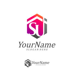 Letter su logo design template initial Royalty Free Vector