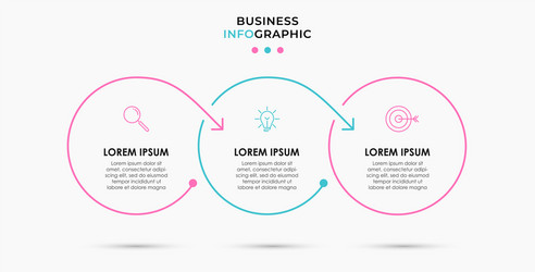 Business infographics presentation with 3 steps Vector Image