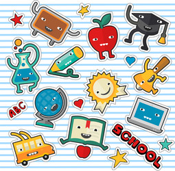 Set school tools education patches stickerts Vector Image