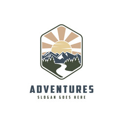 Mountain River Adventure Logo Royalty Free Vector Image