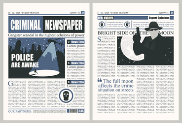 Newspaper template on criminal theme Royalty Free Vector