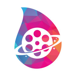 Planet film drop shape concept logo design Vector Image