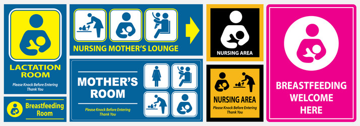 Set of restroom nursing room lactation Royalty Free Vector