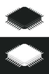 Nanotechnology pc microchip icon flat isolated Vector Image