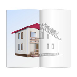 Sketch of small house rendering 3d Royalty Free Vector Image