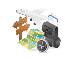 Isometric flat 3d tourist map concept for travel Vector Image