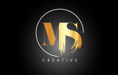 Ms brush stroke letter logo design black paint Vector Image