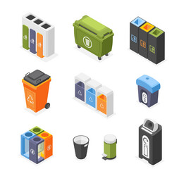Waste bins flat recycling containers bin sorting Vector Image