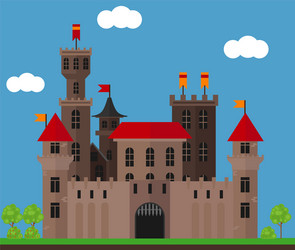 Medieval castle with towers buildings and gates Vector Image